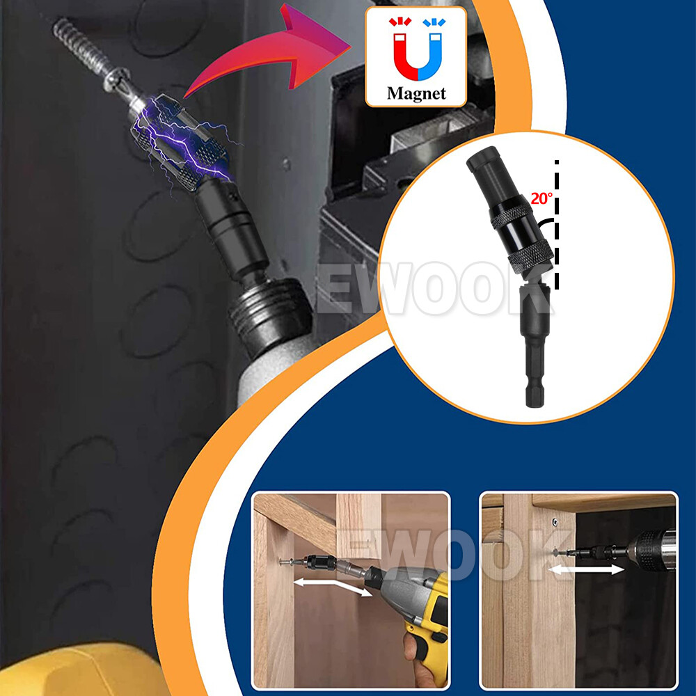 2x Magnetic Pivot Drill Bit Holder Steel Impact Pivoting Swivel Screw ...