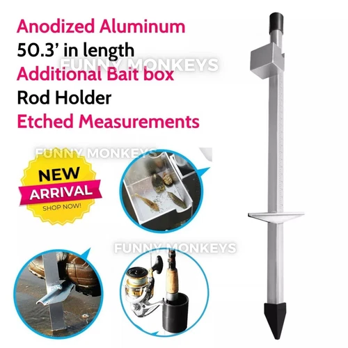 Aluminum Rod Holder with Bait Box Sand Spike Stake Tube Shore Beach ...