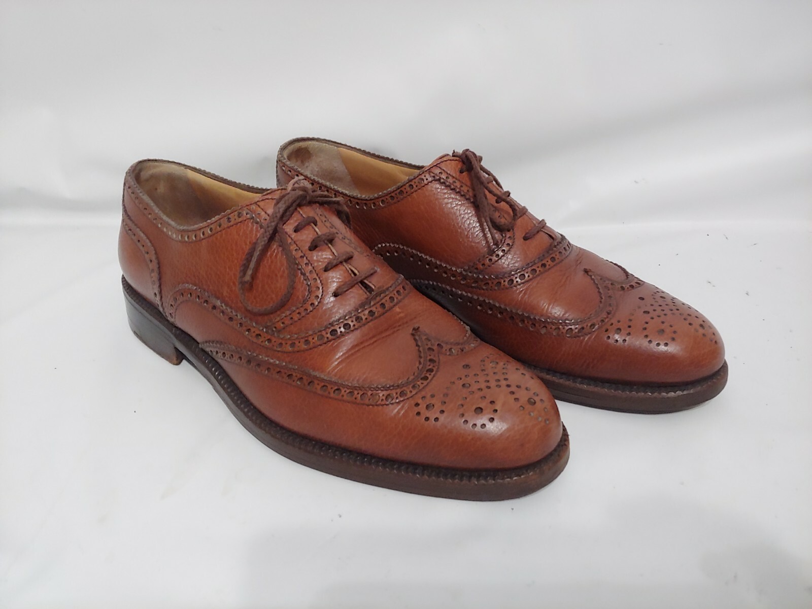 A Testoni Brown Leather Wingtip Full Brogue Mens Oxford Dress Shoes ...