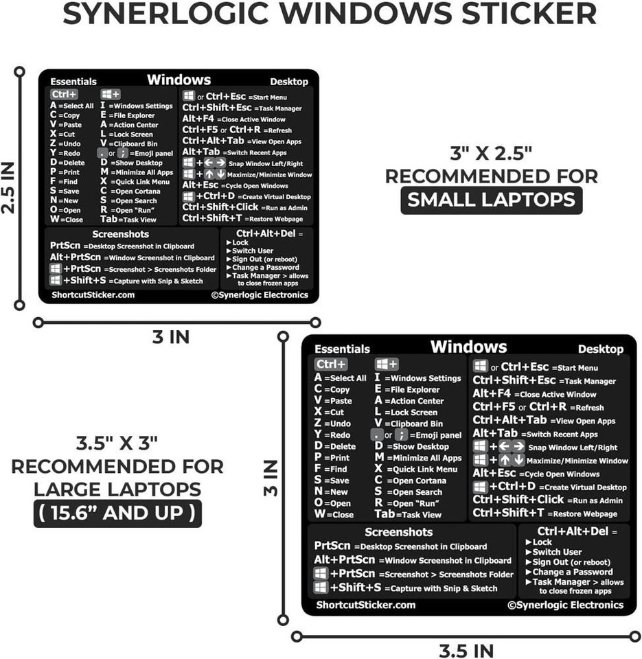 (1 Set) Windows + Word/Excel (for PC) Shortcuts Stickers Bundle | No ...