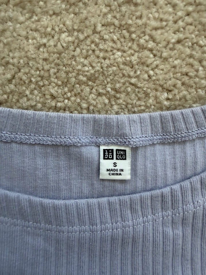 Uniqlo Women's Light Purple Ribbed Long Sleeve T-Shirt Crew Neck ...