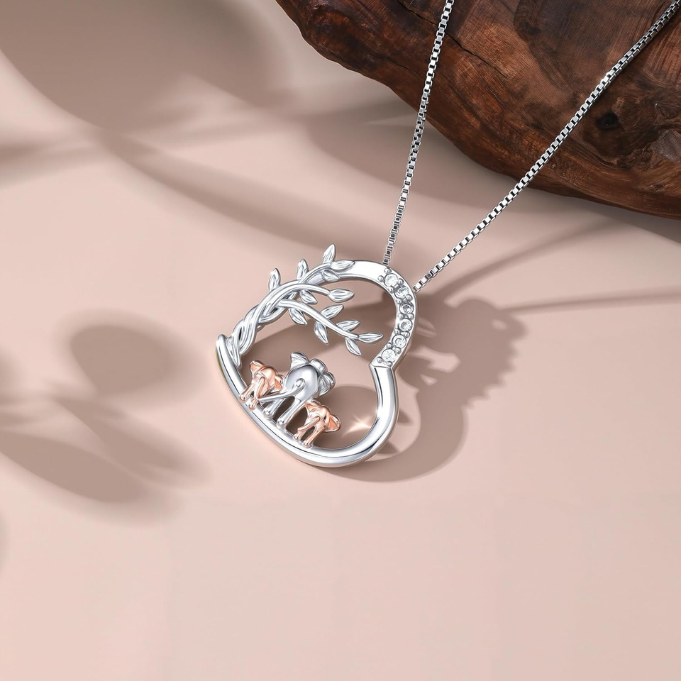 Heart Necklace for Women, Sterling Silver Tree of Life/Hummingbird/Deer ...