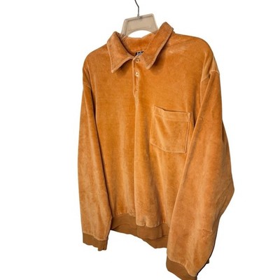 Vtg John Blair Mens L Reg Velour Pullover Tan Gold Long Sleeve Luxe ...