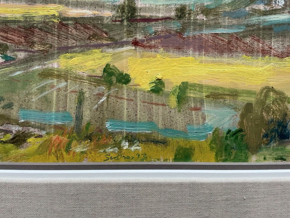 ROBERT SUDLOW SIGNED OIL / PAPER PAINTING HIDDEN SUNDOWN LANDSCAPE ...