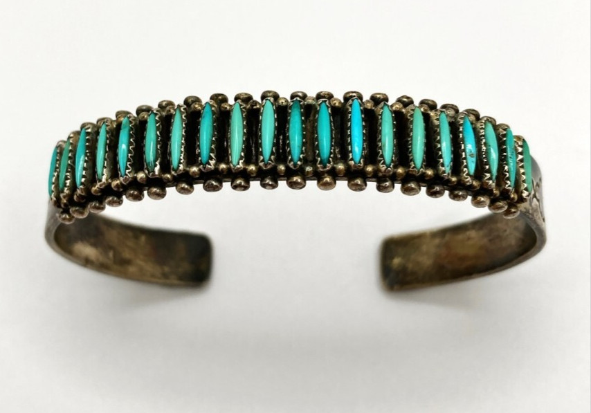 E. Acque Zuni Turquoise Needlepoint Sterling Silver C… - Gem