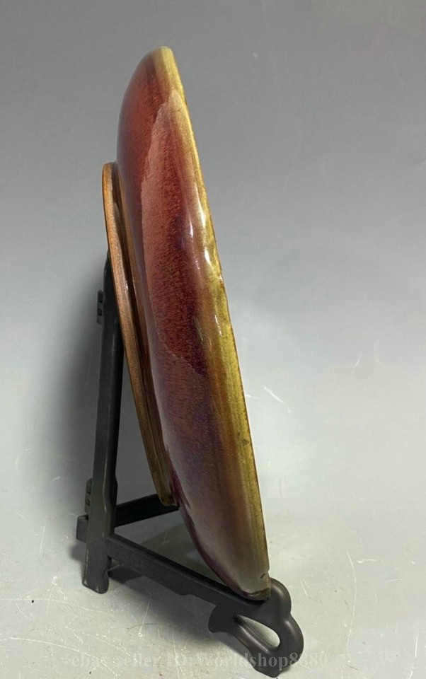 12" Chinese Jun Kiln Red Porcelain Gilt Fengshui Beast Words Pattern ...