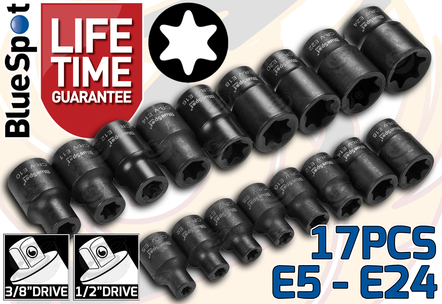 E-TORX IMPACT EXTERNAL E TORX Sockets E-TYPE Female Torx IMPACT Socket ...