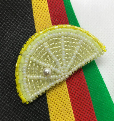 Lemon beaded Embroidered Yellow Cut Half Lime Pin Brooch | eBay