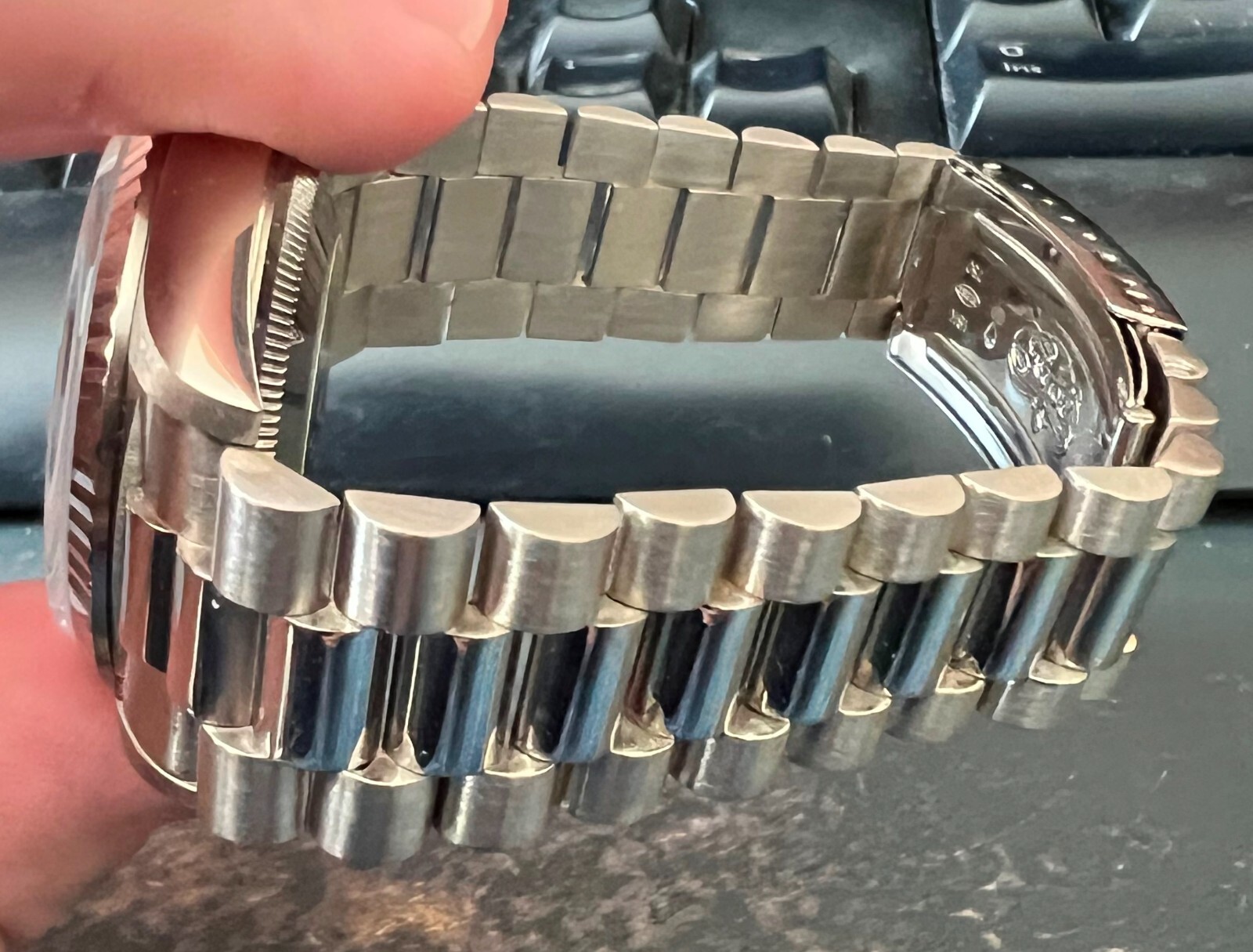 ROLEX 18K WHITE GOLD DOUBLE QUICKSET PRESIDENT 18239 36MM Silver ...