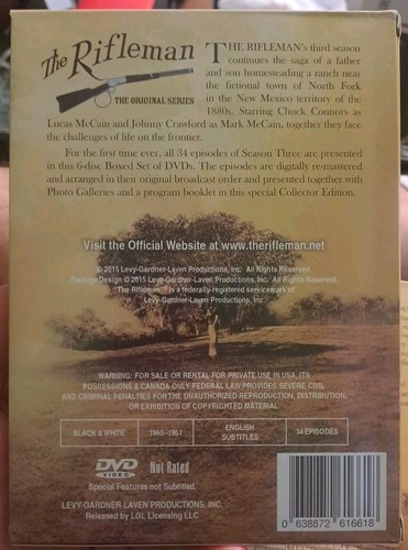 The Rifleman Collector Edition Season 3 (Episodes 77 - 110) DVD Box Set ...