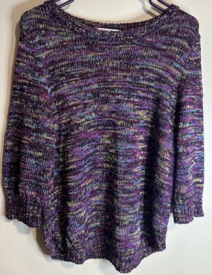 Studio Works Women's Petite Loose Knit Tunic Sweater Multicolored PXL ...