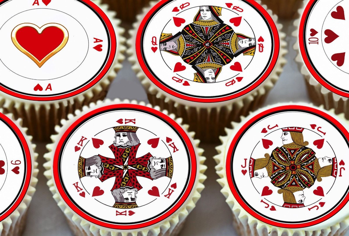 Edible Cake Decorations Playing Cards Casino Cupcake Toppers, Handmade