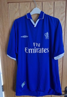 Chelsea FC 2001-2003 Fly Emirates Umbro Home Shirt Kit XL Vintage Retro ...
