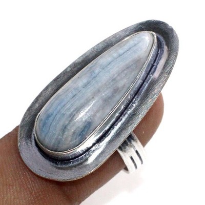 Pretty Blue Scheelite 925 Silver Plated Gemstone Handmade Ring US 7.5 ...