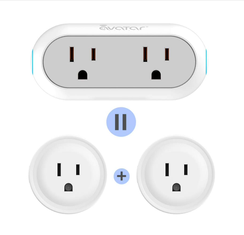 4 Socket/2 Pack Smart WiFi Plugs Dual Outlets Alexa Google ITFFF ...