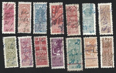 (AOP) Brazil revenue stamps (14) | eBay