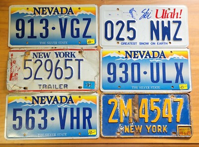 Vintage License Plate Lot Of 6 Auto Plates - Garage Craft Man Cave (PL6 ...