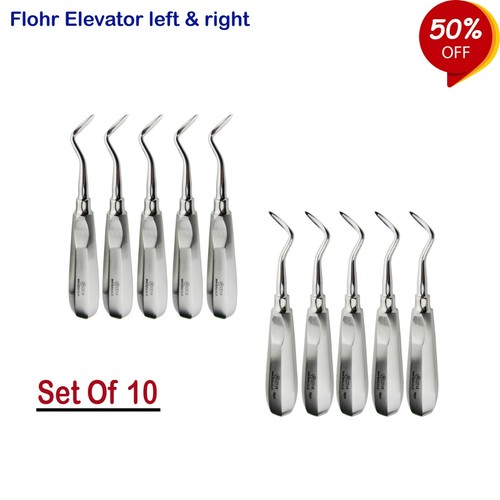 Oral Surgery Tooth Loosening Dental Root Elevator Flohr Right and Left Set Of 10 | eBay