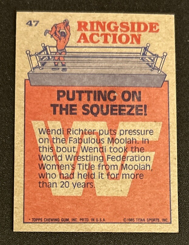 1985 Topps WWF Wrestling Wendy Richter / Fabulous Moolah Rookie Card ...