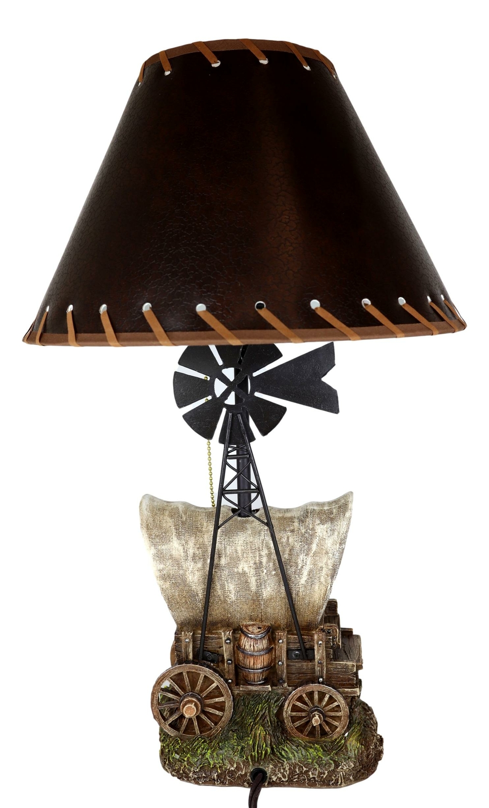 Country Western Rustic Cargo Carriage Wagon Farm Windmill Table Lamp ...