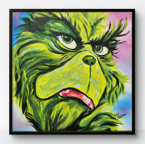 Resting Grinch Face, Original 12x12 Funny Christmas Painting by ...