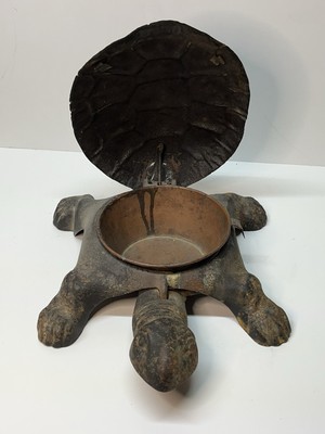 Cast Iron Turtle Spittoon Antique with Copper Insert, Working, step on ...