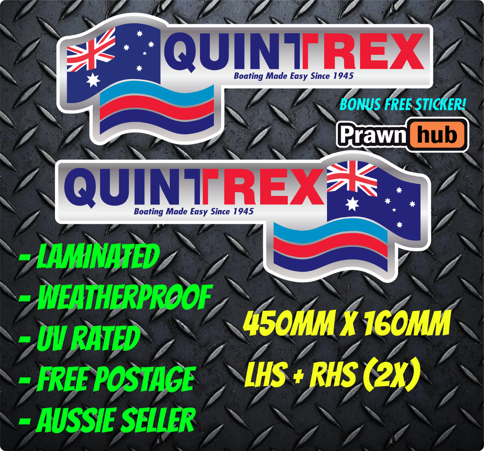 QUINTREX BOAT DECALS - Set of 2x - FREE BONUS STICKERS + FREE DELIVERY ...
