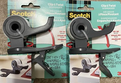New 3M Scotch Clip & Twist Desktop Tape Dispenser Gray | Ships Free | 2 ...