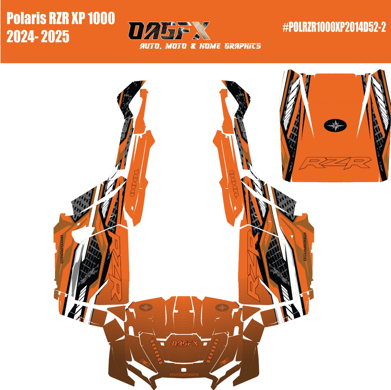 2024-2025 Polaris RZR XP 1000 Graphics Kit D52-2 Orange OAGFX | eBay