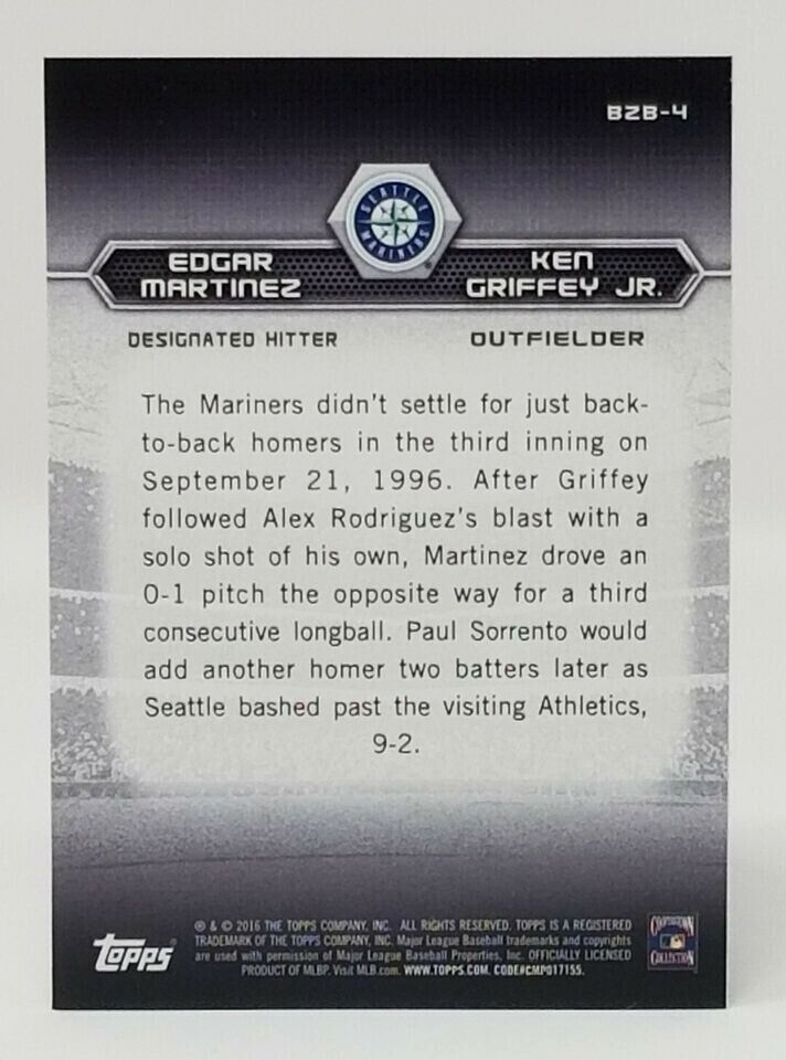 Ken Griffey Jr. 2016 Topps "Back-To-Back" #B2B-4 | eBay
