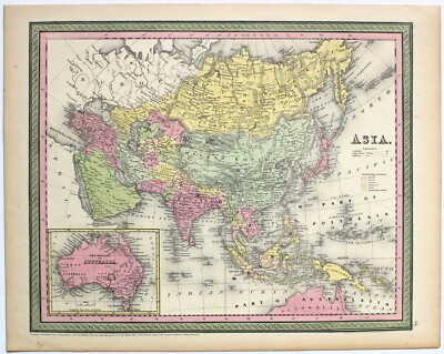 "ASIA" Antique authentic Mitchell map 1850 | eBay