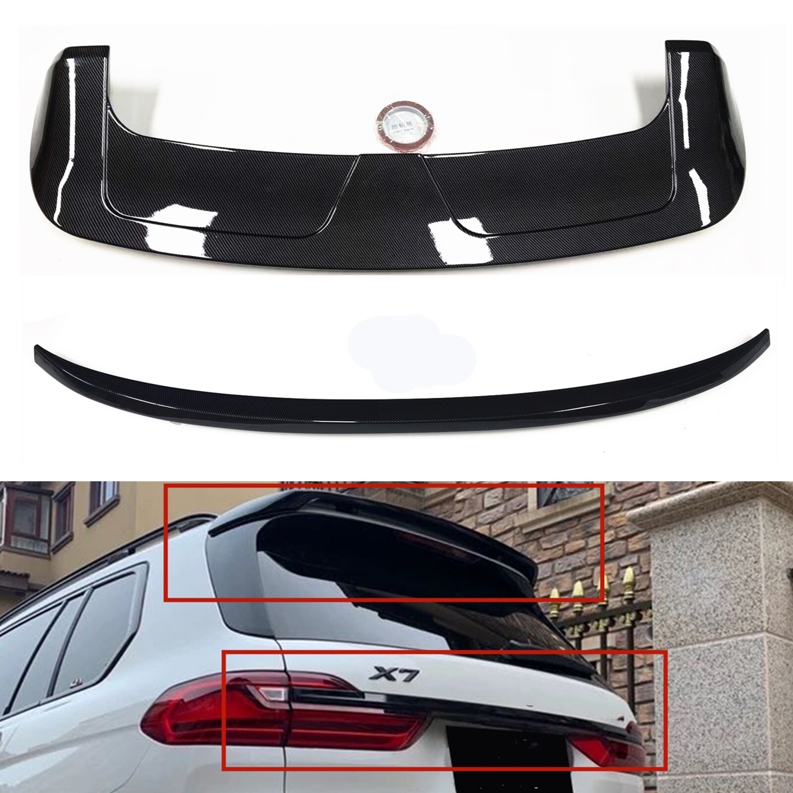 For 2019-24 BMW G07 X7 Carbon Fiber Look Rear + Middle Trunk Spoiler ...
