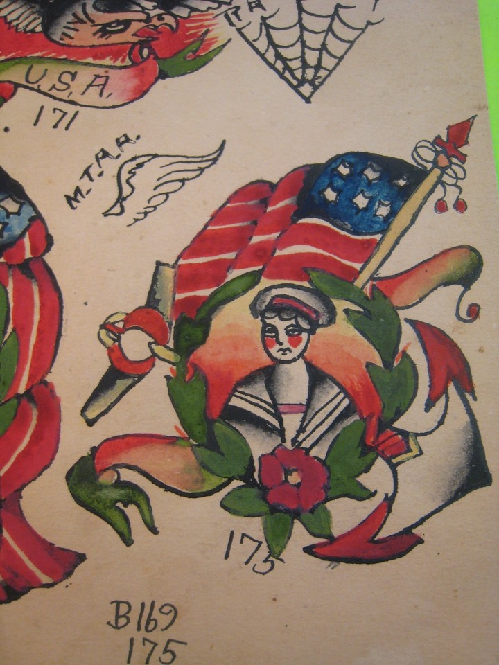 Vintage C. 1930 original ' RANDY WEBB ' tattoo flash, HAND-PAINTED, SIGNED,# 2 | eBay