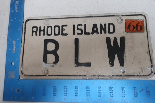 Rhode Island RI License Plate Tag Vanity 1966 66 Name Initials BLW B L ...