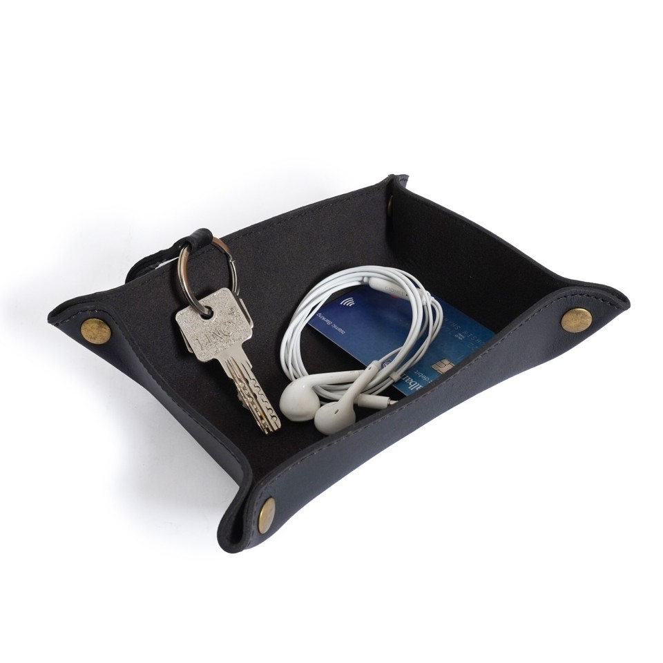 Genuine Leather Valet Tray Desk Caddy Key Wallet Tray Jewelry Catchall ...