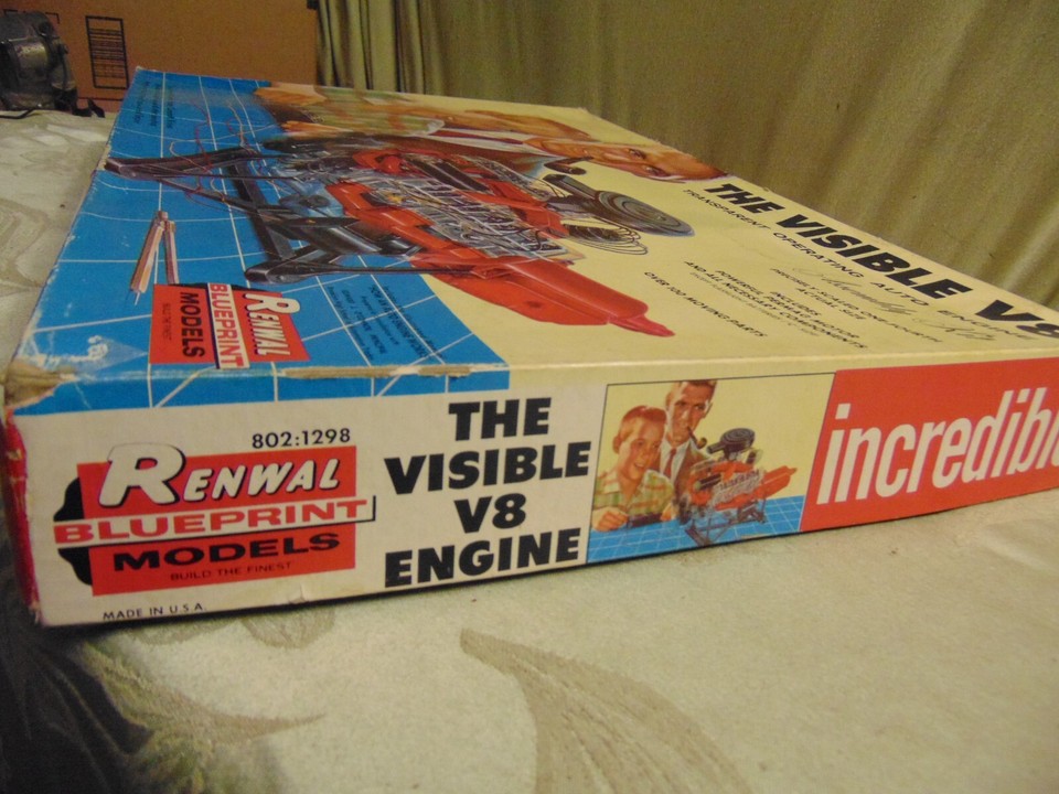 Vintage 1960s Renwal Model The Visible V8 Engine Model Assembly Kit 802 ...
