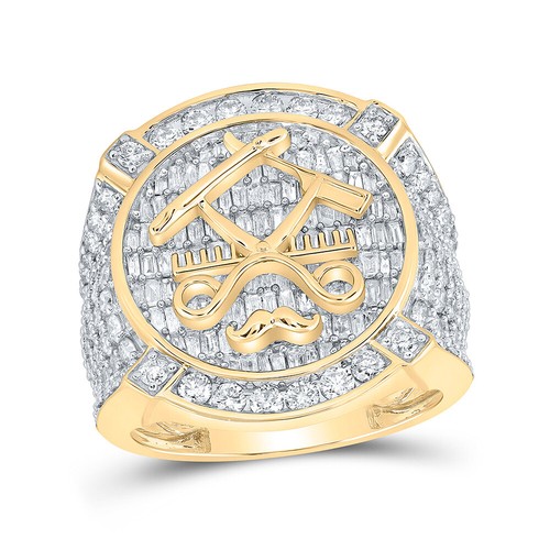 10kt Yellow Gold Mens Baguette Diamond Barber Circle Ring 3-1/2 Cttw | eBay