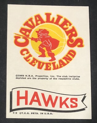 1969 Topps NBA Logo Stickers Cleveland Cavaliers Atlanta Hawks ...
