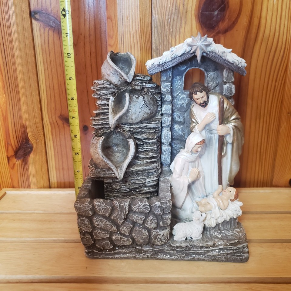 Nativity Water Fountain Cracker Barrel Resin Bethlehem Christian Serene ...