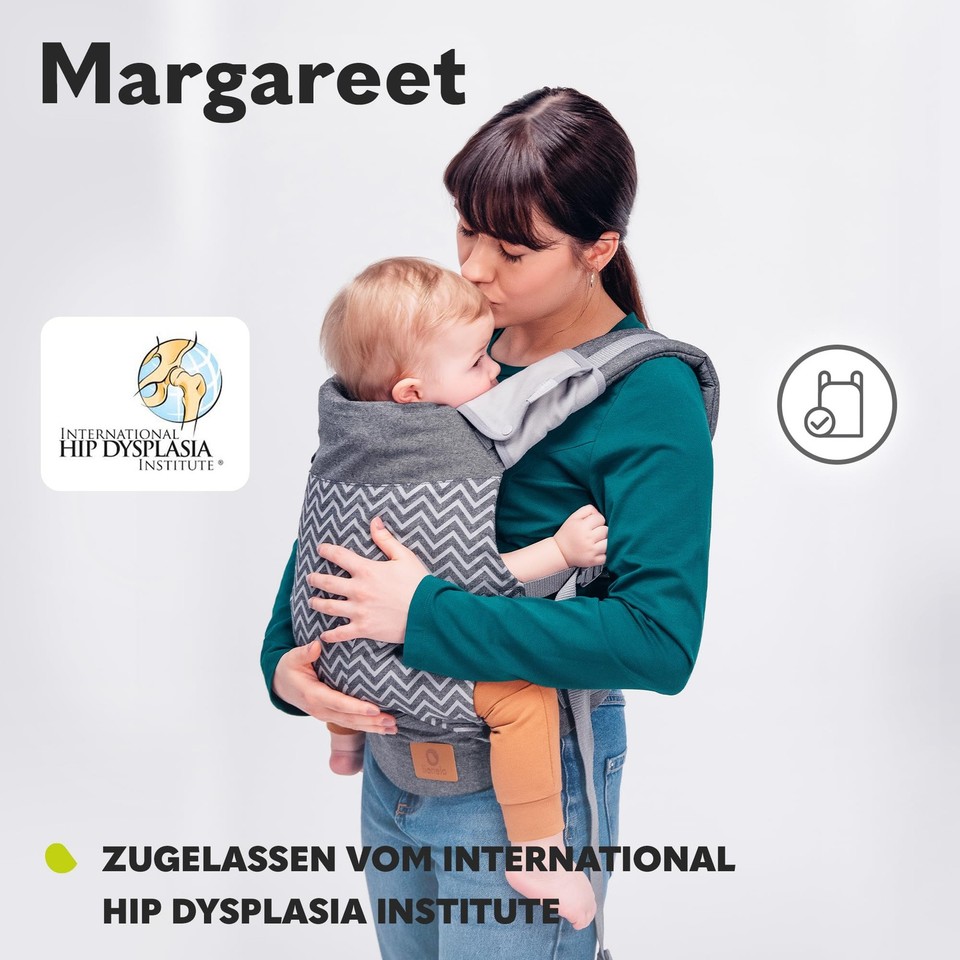 Margareet Baby Trage, 3 Tragepositionen, richtige Position des Babys ...