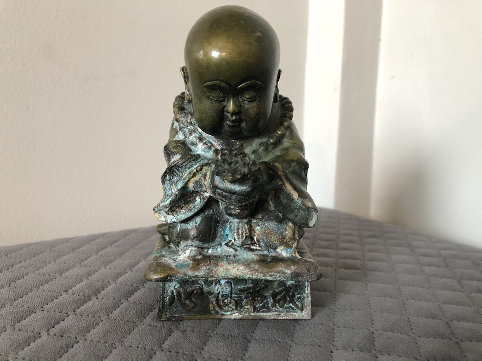 Buddhism Temple Metal Monk Praying Statue Buddha Chinese Holding ...