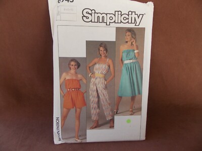 Vintage Simplicity Misses Jumpsuit & Dress Sizes 6-10 Uncut Pattern ...