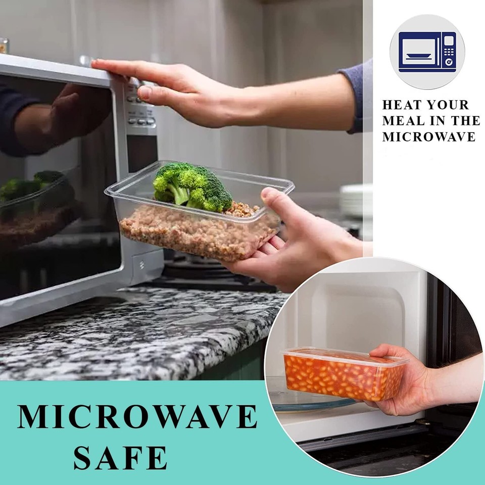 750ml Plastic Food Containers Microwave Freezer Safe Takeaway Storage ...
