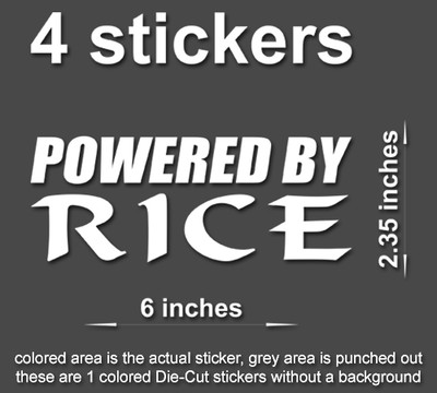 POWERED BY RICE Decals Stickers Funny JDM Race Drag Drift Import Car ...