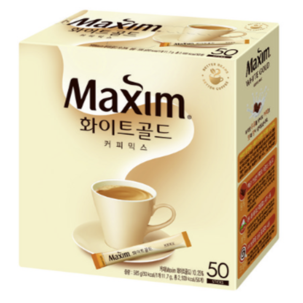 Maxim White Gold Korean Instant Coffee Mix Skimmed Milk 50 Sticks Mocha ...