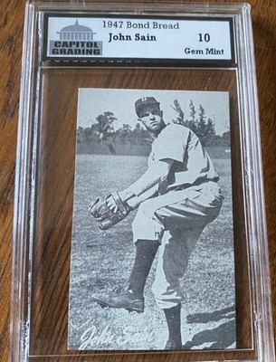 1947 Bond Bread CGS 10 GEM MINT John Sain Square Corners Braves BLANK ...