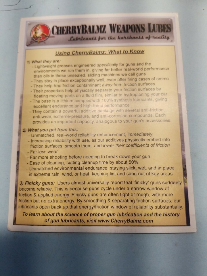 CherryBalmz Gun Grease Black Rifle Balm 15ml Cherry Balmz | eBay