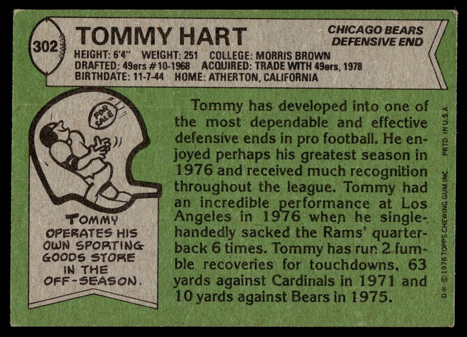 1978 Topps #302 Tommy Hart See Scan | eBay