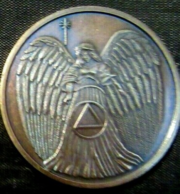 Guardian ANGEL Bronze Alcoholics Anonymous AA Medallion Chip Token Coin ...