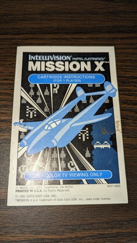 Mission X Intellivision Mattel MANUAL Instructions ONLY Authentic | eBay